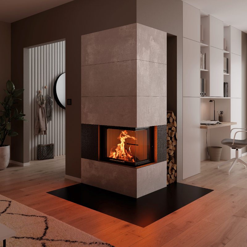 Spartherm Kamineinsatz wasserführend Eck Varia 2-55h H₂O Schiebetür ...